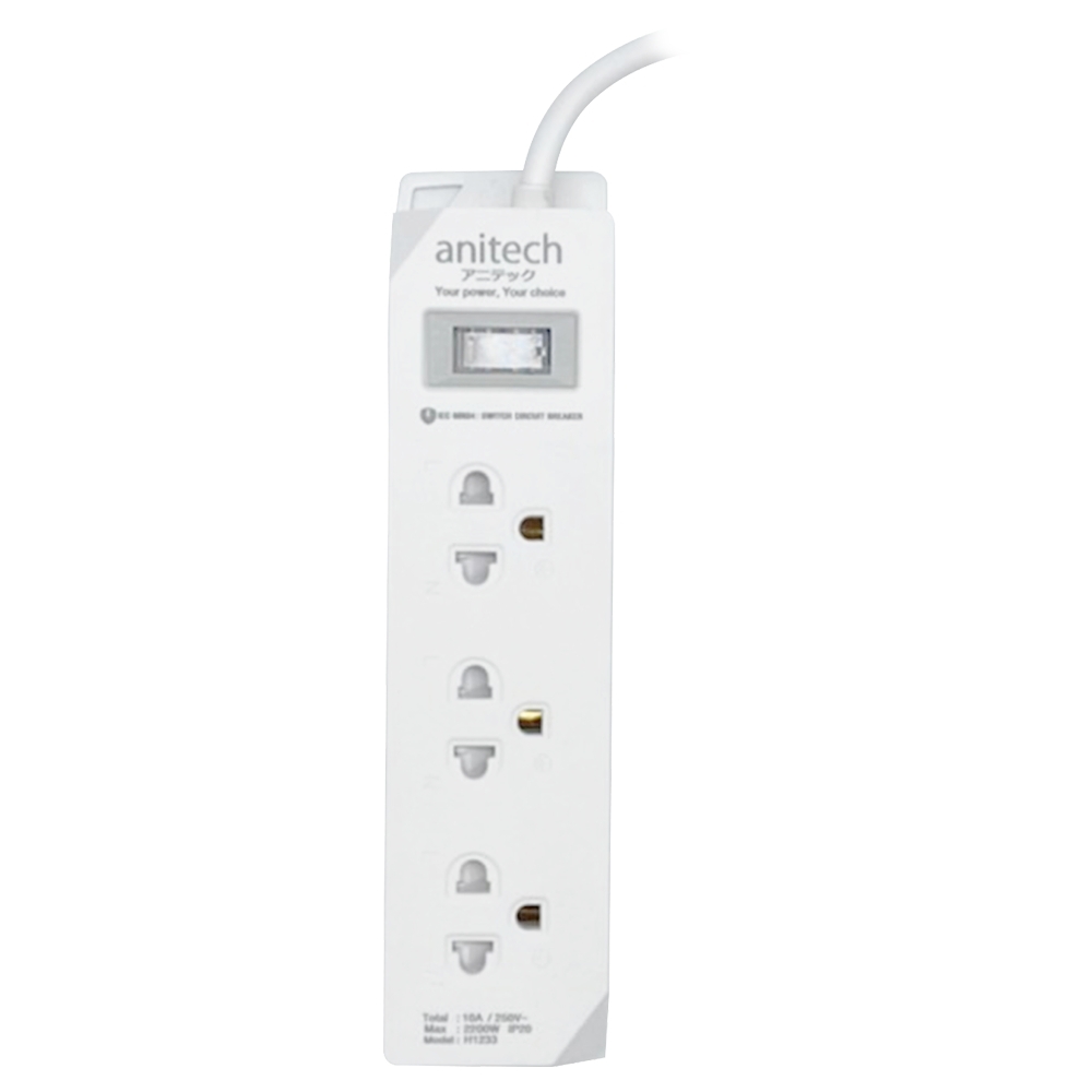 Anitech plug 3 Outlet power bar 10A H1233